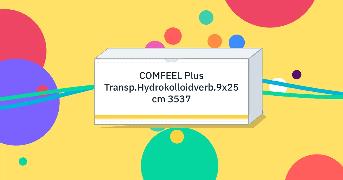 Symbolbild: Packung mit der Aufschrift COMFEEL Plus Transp.Hydrokolloidverb.9x25 cm 3537 (PZN 11117159) – Verfügbarkeit und Bezug in Apotheken in Frankfurt am Main