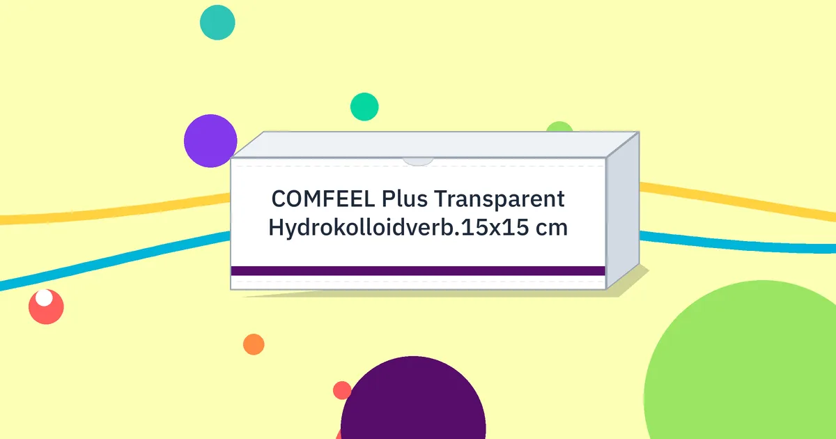 Symbolbild: Packung mit der Aufschrift COMFEEL Plus Transparent Hydrokolloidverb.15x15 cm (PZN 12342450) – Verfügbarkeit und Bezug in Apotheken in Frankfurt am Main