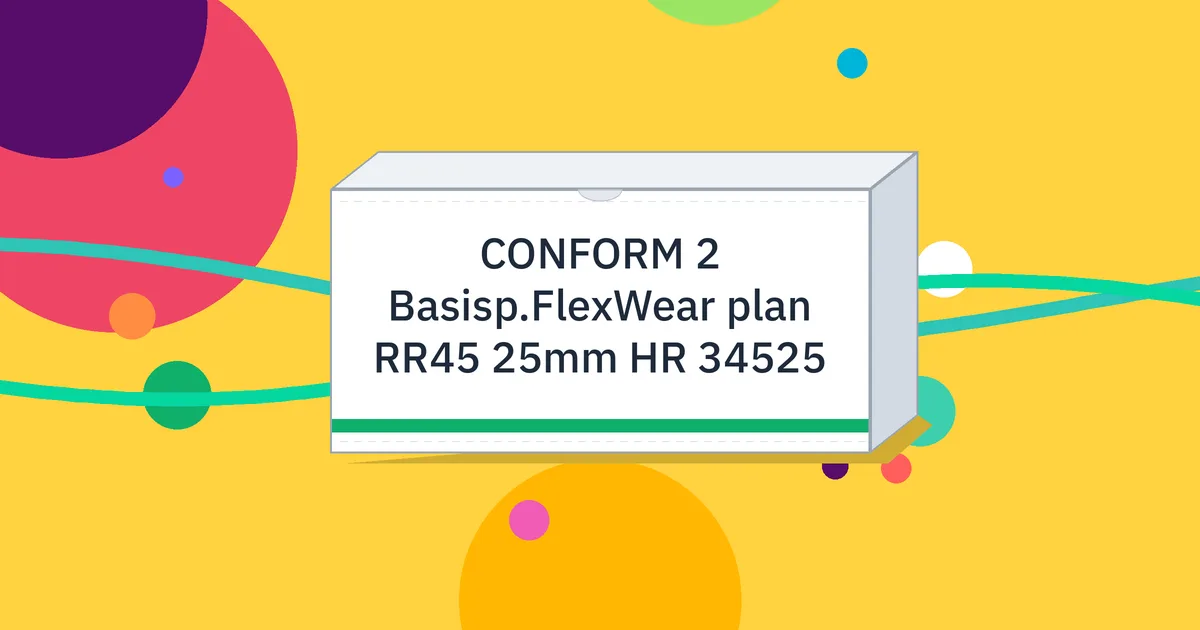 Symbolbild: Packung mit der Aufschrift CONFORM 2 Basisp.FlexWear plan RR45 25mm HR 34525 (PZN 04797024) – Verfügbarkeit und Bezug in Apotheken in Frankfurt am Main