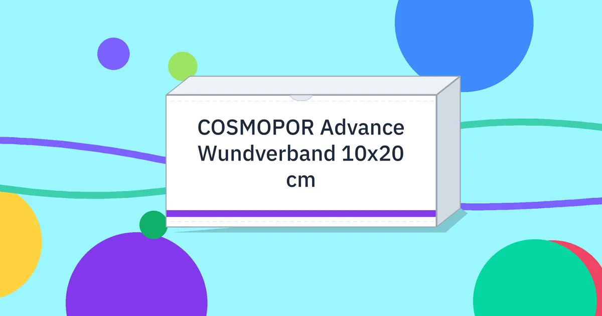 Symbolbild: Packung mit der Aufschrift COSMOPOR Advance Wundverband 10x20 cm (PZN 18715283) – Verfügbarkeit und Bezug in Apotheken in Frankfurt am Main