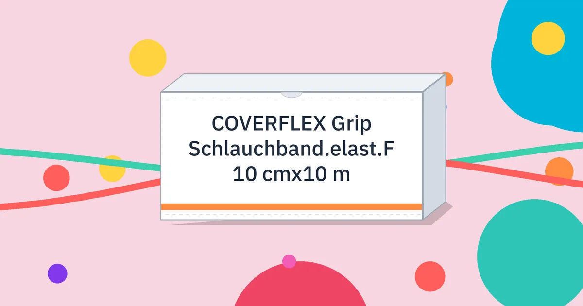 Symbolbild: Packung mit der Aufschrift COVERFLEX Grip Schlauchband.elast.F 10 cmx10 m (PZN 13971372) – Verfügbarkeit und Bezug in Apotheken in Frankfurt am Main