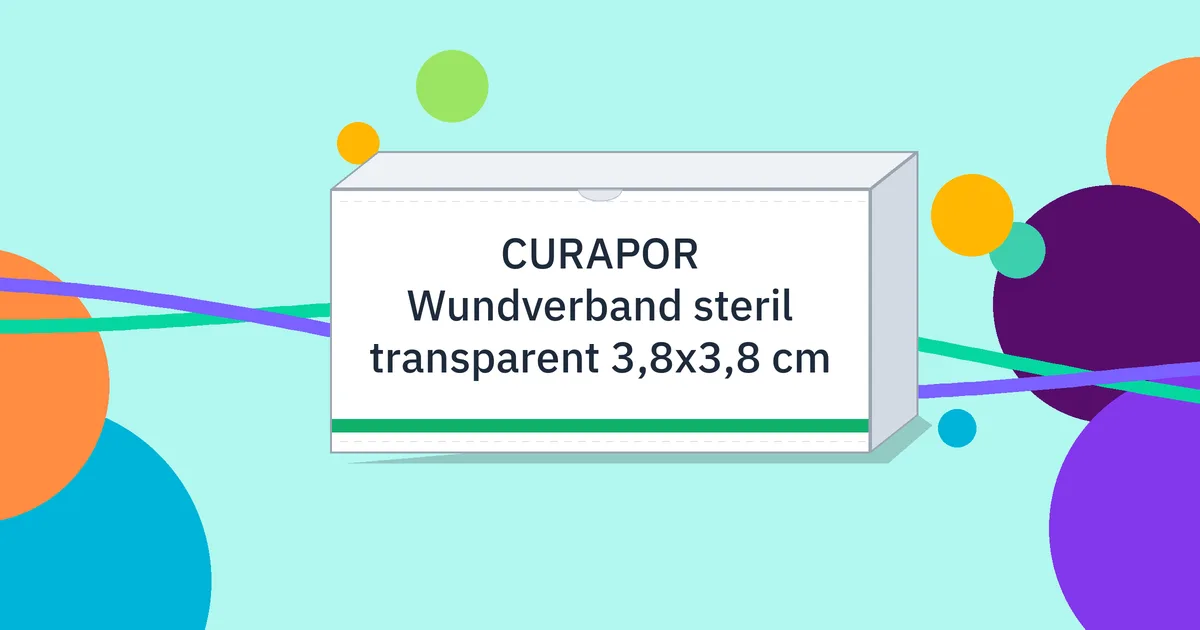 Symbolbild: Packung mit der Aufschrift CURAPOR Wundverband steril transparent 3,8x3,8 cm (PZN 20741023) – Verfügbarkeit und Bezug in Apotheken in Frankfurt am Main