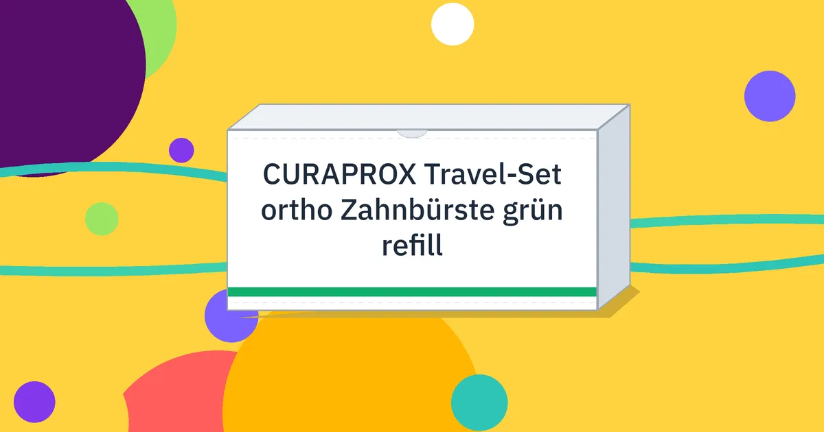 Symbolbild: Packung mit der Aufschrift CURAPROX Travel-Set ortho Zahnbürste grün refill (PZN 19156756) – Verfügbarkeit und Bezug in Apotheken in Frankfurt am Main