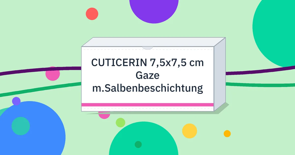 Symbolbild: Packung mit der Aufschrift CUTICERIN 7,5x7,5 cm Gaze m.Salbenbeschichtung (PZN 00254166) – Verfügbarkeit und Bezug in Apotheken in Frankfurt am Main