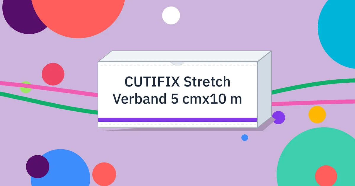 Symbolbild: Packung mit der Aufschrift CUTIFIX Stretch Verband 5 cmx10 m (PZN 04968750) – Verfügbarkeit und Bezug in Apotheken in Frankfurt am Main