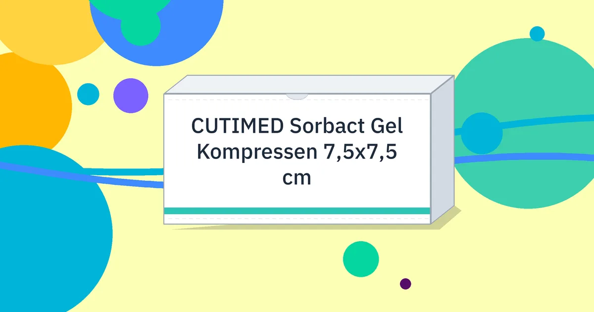 Symbolbild: Packung mit der Aufschrift CUTIMED Sorbact Gel Kompressen 7,5x7,5 cm (PZN 20643295) – Verfügbarkeit und Bezug in Apotheken in Frankfurt am Main