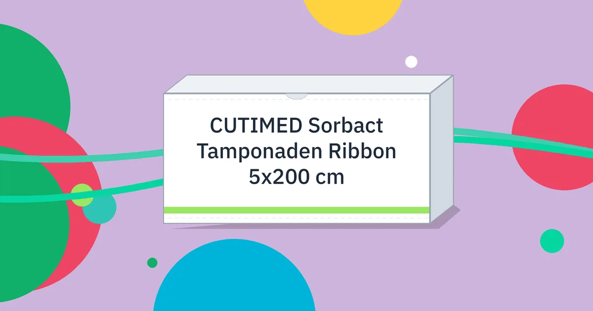 Symbolbild: Packung mit der Aufschrift CUTIMED Sorbact Tamponaden Ribbon 5x200 cm (PZN 20135877) – Verfügbarkeit und Bezug in Apotheken in Frankfurt am Main