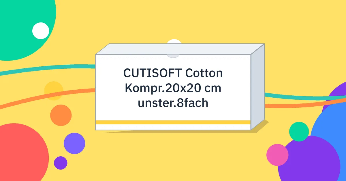 Symbolbild: Packung mit der Aufschrift CUTISOFT Cotton Kompr.20x20 cm unster.8fach (PZN 03896876) – Verfügbarkeit und Bezug in Apotheken in Frankfurt am Main