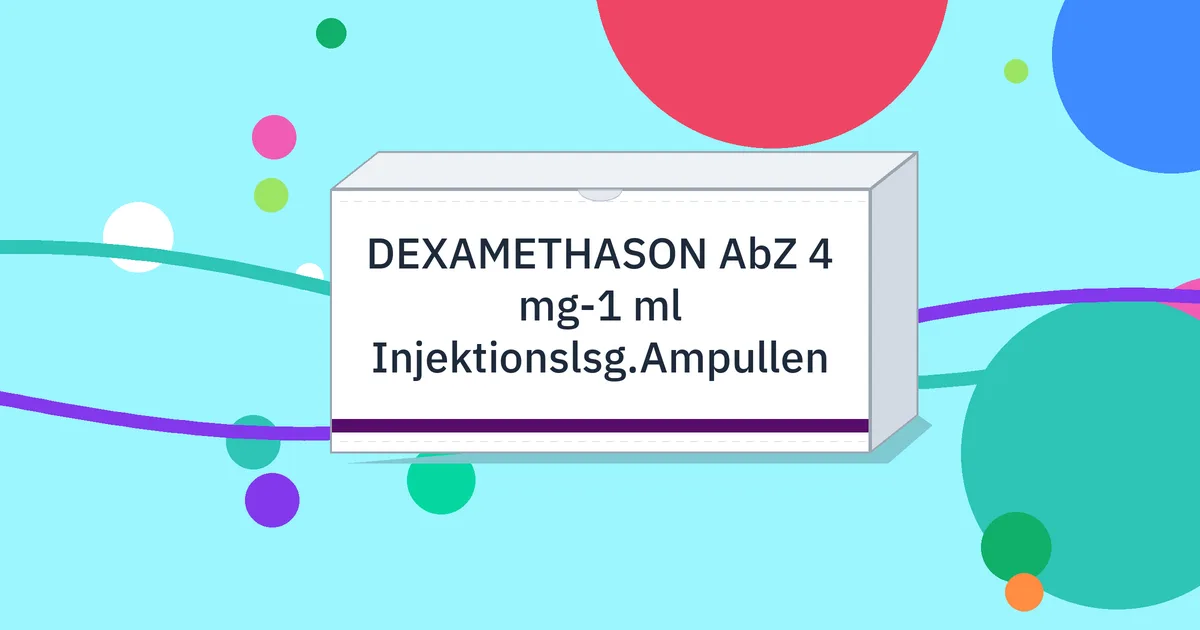 Symbolbild: Packung mit der Aufschrift DEXAMETHASON AbZ 4 mg-1 ml Injektionslsg.Ampullen (PZN 05961046) – Verfügbarkeit und Bezug in Apotheken in Frankfurt am Main