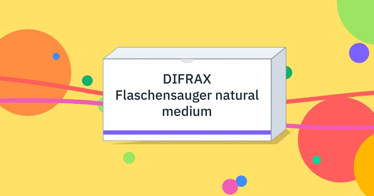 Symbolbild: Packung mit der Aufschrift DIFRAX Flaschensauger natural medium (PZN 12518239) – Verfügbarkeit und Bezug in Apotheken in Frankfurt am Main