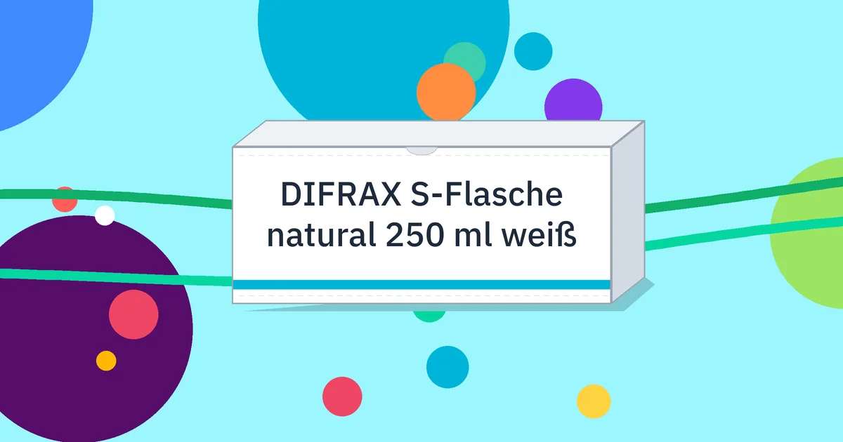 Symbolbild: Packung mit der Aufschrift DIFRAX S-Flasche natural 250 ml weiß (PZN 12518009) – Verfügbarkeit und Bezug in Apotheken in Frankfurt am Main