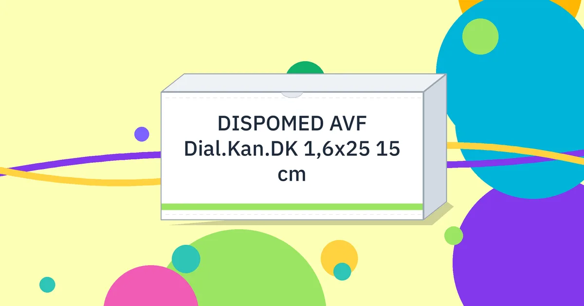 Symbolbild: Packung mit der Aufschrift DISPOMED AVF Dial.Kan.DK 1,6x25 15 cm (PZN 08495604) – Verfügbarkeit und Bezug in Apotheken in Frankfurt am Main