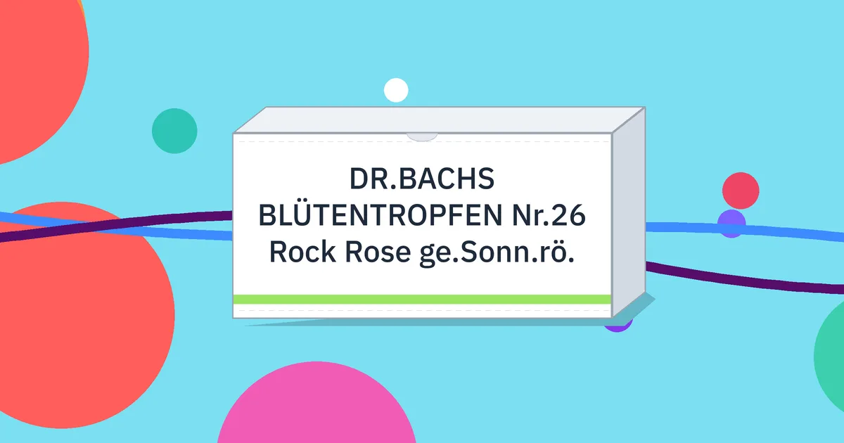 Symbolbild: Packung mit der Aufschrift DR.BACHS BLÜTENTROPFEN Nr.26 Rock Rose ge.Sonn.rö. (PZN 17193598) – Verfügbarkeit und Bezug in Apotheken in Frankfurt am Main