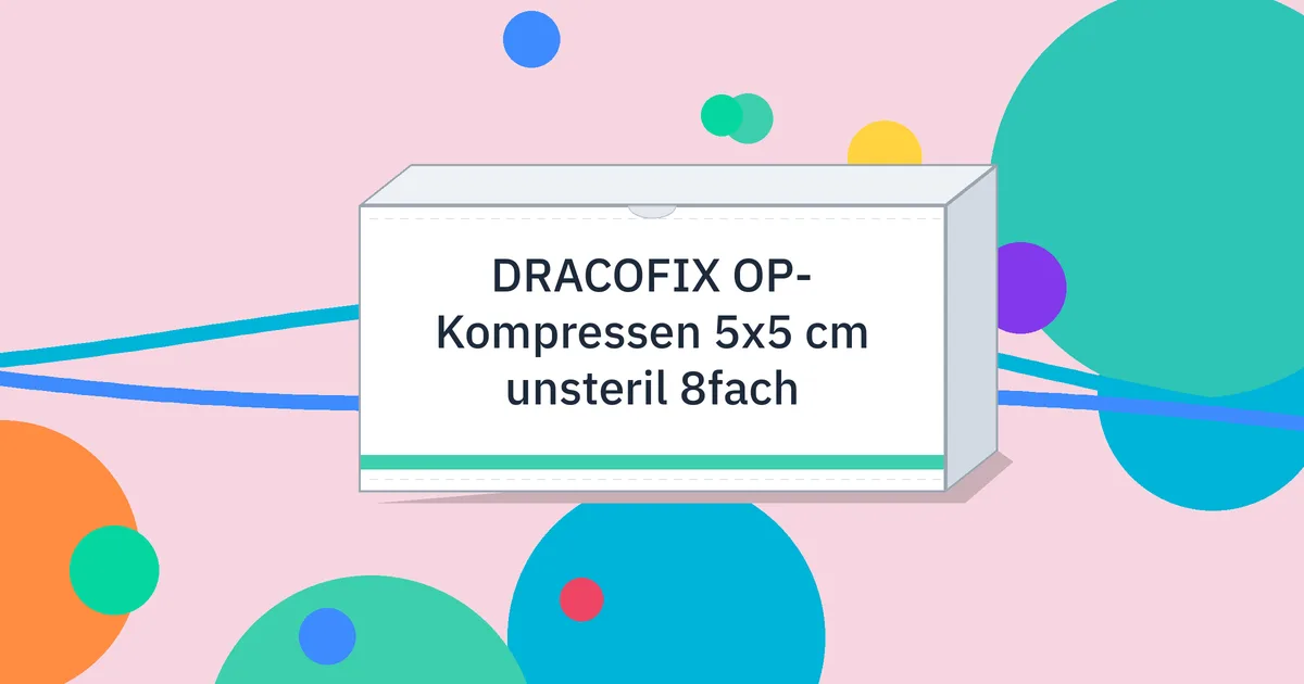 Symbolbild: Packung mit der Aufschrift DRACOFIX OP-Kompressen 5x5 cm unsteril 8fach (PZN 02268480) – Verfügbarkeit und Bezug in Apotheken in Frankfurt am Main