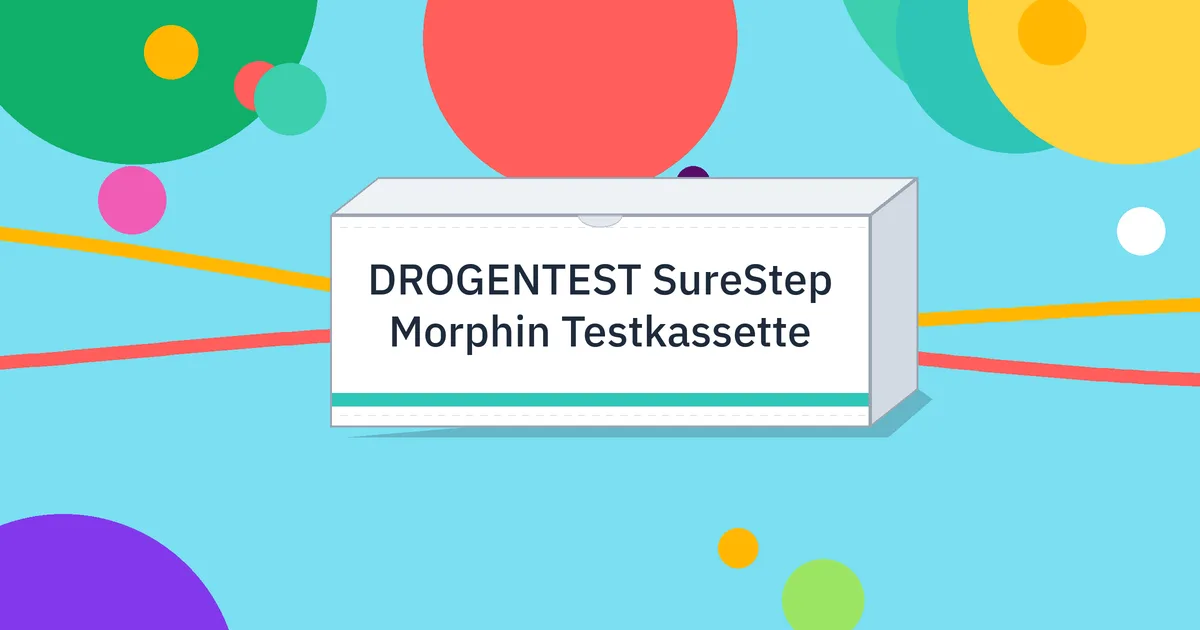 Symbolbild: Packung mit der Aufschrift DROGENTEST SureStep Morphin Testkassette (PZN 16573560) – Verfügbarkeit und Bezug in Apotheken in Frankfurt am Main
