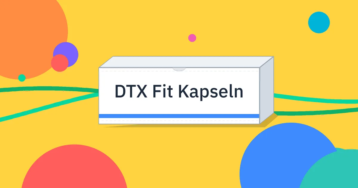 Symbolbild: Packung mit der Aufschrift DTX Fit Kapseln (PZN 18129875) – Verfügbarkeit und Bezug in Apotheken in Frankfurt am Main