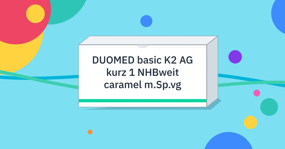 Symbolbild: Packung mit der Aufschrift DUOMED basic K2 AG kurz 1 NHBweit caramel m.Sp.vg (PZN 20908380) – Verfügbarkeit und Bezug in Apotheken in Frankfurt am Main
