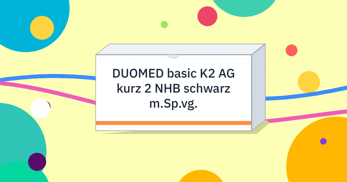 Symbolbild: Packung mit der Aufschrift DUOMED basic K2 AG kurz 2 NHB schwarz m.Sp.vg. (PZN 20908227) – Verfügbarkeit und Bezug in Apotheken in Frankfurt am Main