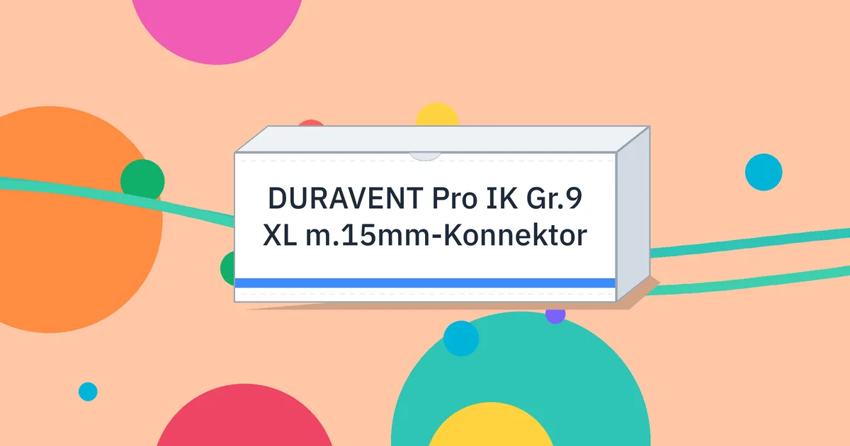 Symbolbild: Packung mit der Aufschrift DURAVENT Pro IK Gr.9 XL m.15mm-Konnektor (PZN 19243171) – Verfügbarkeit und Bezug in Apotheken in Frankfurt am Main
