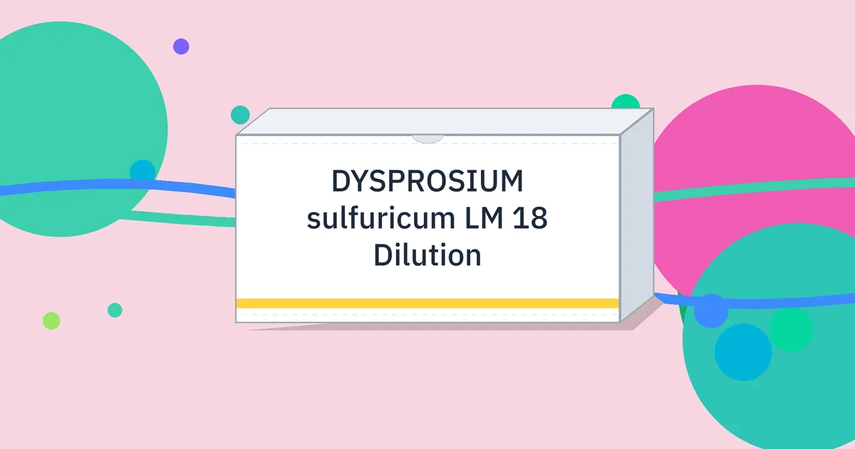 Symbolbild: Packung mit der Aufschrift DYSPROSIUM sulfuricum LM 18 Dilution (PZN 13468012) – Verfügbarkeit und Bezug in Apotheken in Frankfurt am Main