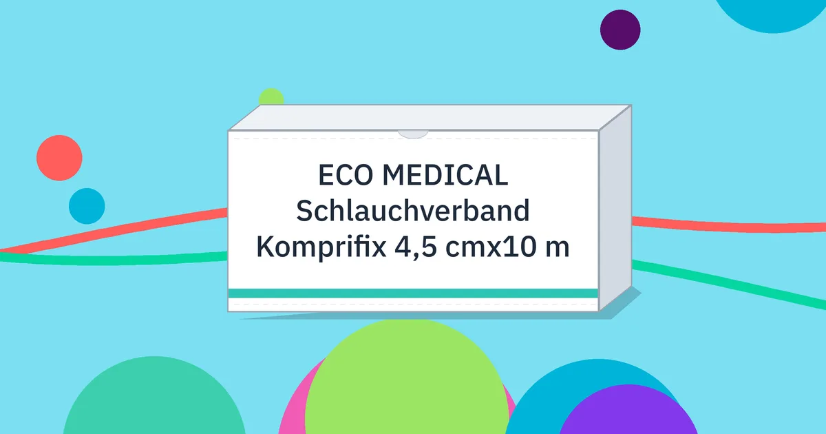 Symbolbild: Packung mit der Aufschrift ECO MEDICAL Schlauchverband Komprifix 4,5 cmx10 m (PZN 00878470) – Verfügbarkeit und Bezug in Apotheken in Frankfurt am Main