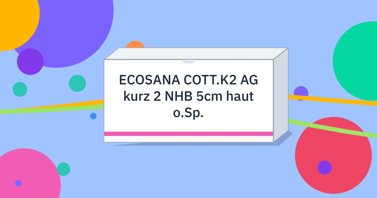 Symbolbild: Packung mit der Aufschrift ECOSANA COTT.K2 AG kurz 2 NHB 5cm haut o.Sp. (PZN 16949143) – Verfügbarkeit und Bezug in Apotheken in Frankfurt am Main