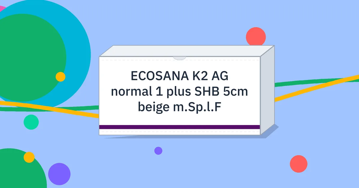 Symbolbild: Packung mit der Aufschrift ECOSANA K2 AG normal 1 plus SHB 5cm beige m.Sp.l.F (PZN 10957408) – Verfügbarkeit und Bezug in Apotheken in Frankfurt am Main