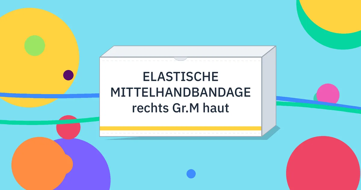 Symbolbild: Packung mit der Aufschrift ELASTISCHE MITTELHANDBANDAGE rechts Gr.M haut (PZN 03315543) – Verfügbarkeit und Bezug in Apotheken in Frankfurt am Main