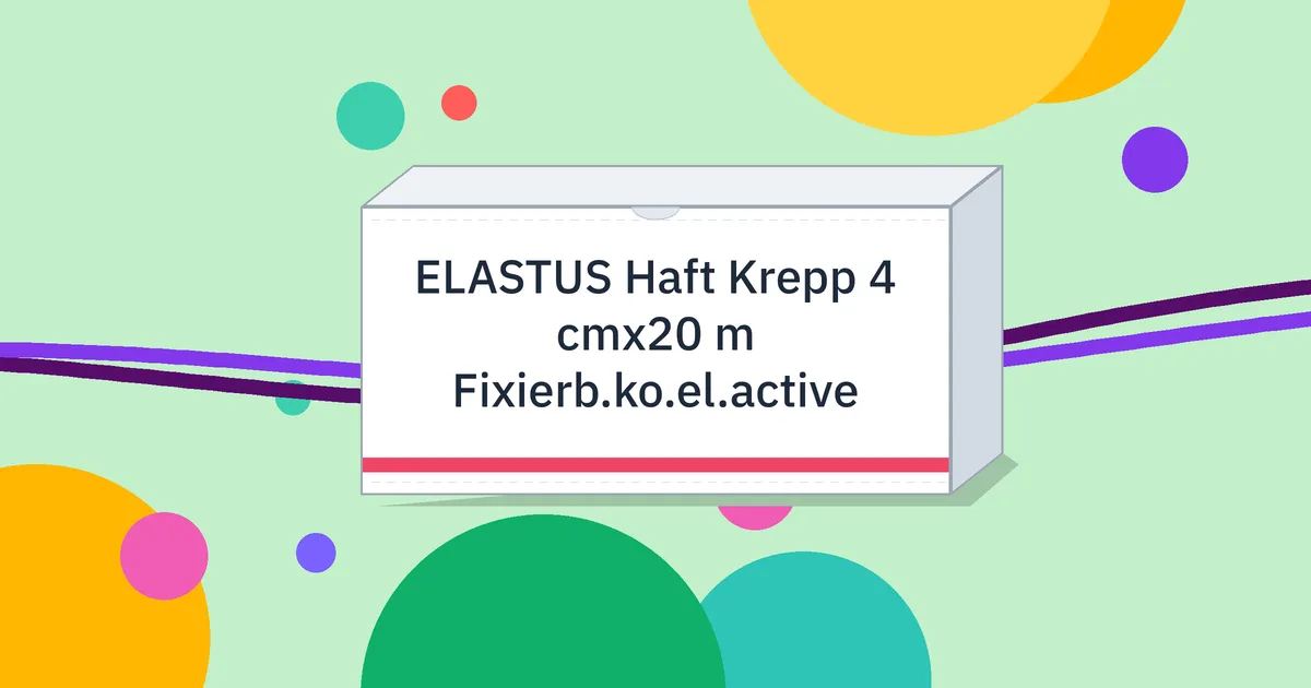 Symbolbild: Packung mit der Aufschrift ELASTUS Haft Krepp 4 cmx20 m Fixierb.ko.el.active (PZN 01668272) – Verfügbarkeit und Bezug in Apotheken in Frankfurt am Main