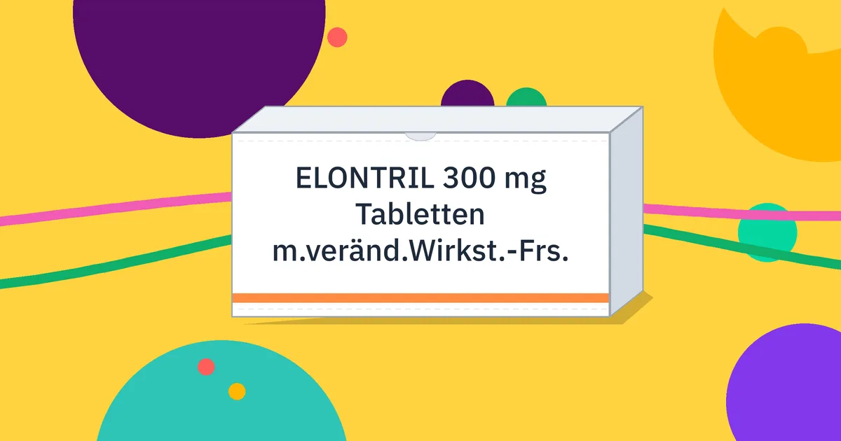 Symbolbild: Packung mit der Aufschrift ELONTRIL 300 mg Tabletten m.veränd.Wirkst.-Frs. (PZN 08907107) – Verfügbarkeit und Bezug in Apotheken in Frankfurt am Main