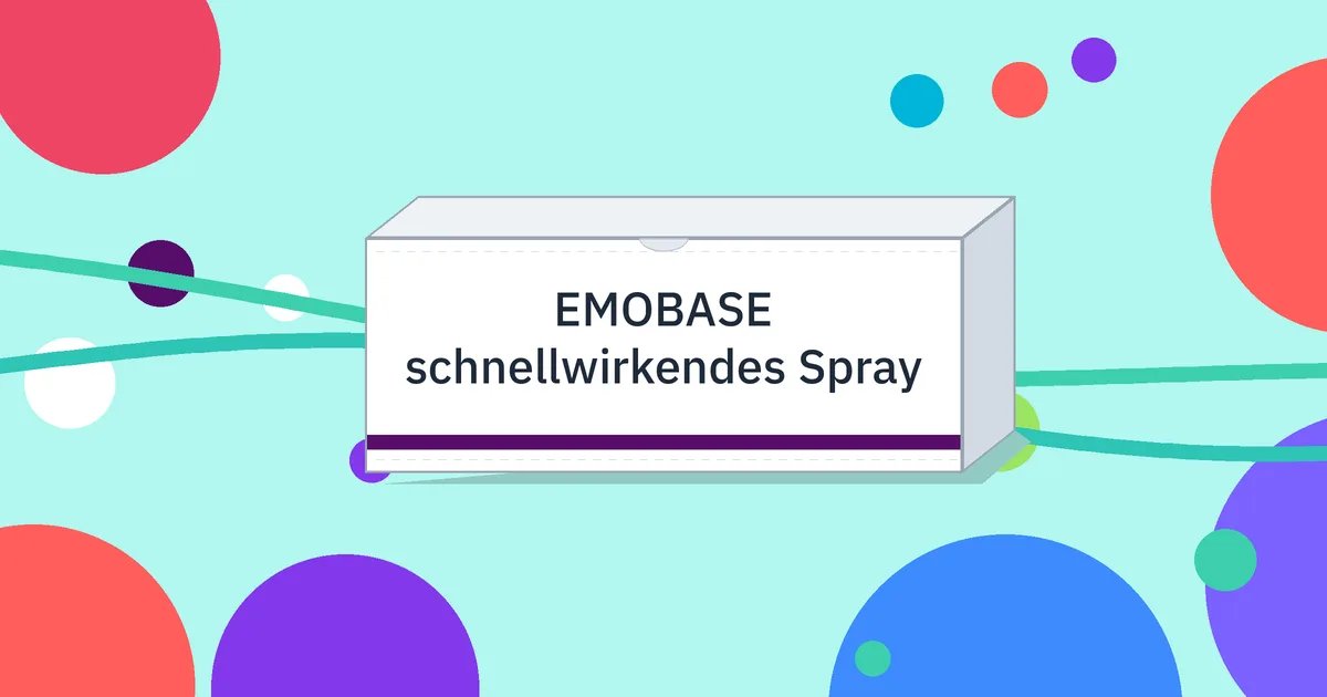 Symbolbild: Packung mit der Aufschrift EMOBASE schnellwirkendes Spray (PZN 11342235) – Verfügbarkeit und Bezug in Apotheken in Frankfurt am Main