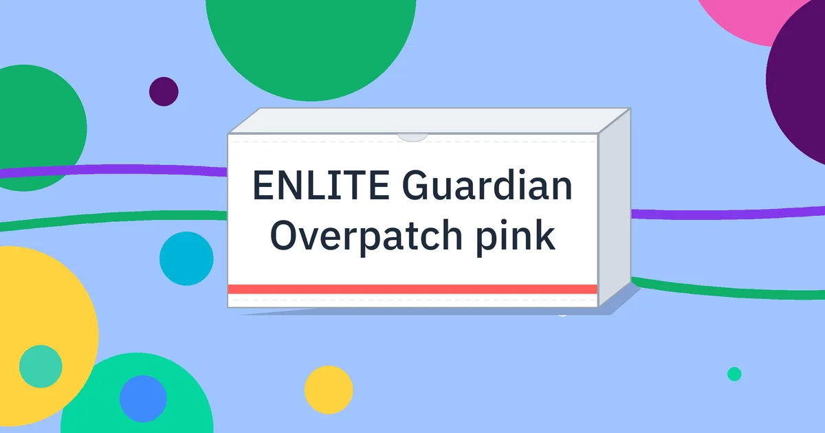 Symbolbild: Packung mit der Aufschrift ENLITE Guardian Overpatch pink (PZN 19864039) – Verfügbarkeit und Bezug in Apotheken in Frankfurt am Main
