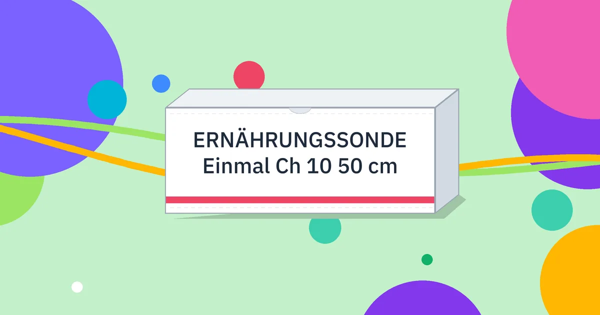 Symbolbild: Packung mit der Aufschrift ERNÄHRUNGSSONDE Einmal Ch 10 50 cm (PZN 02438858) – Verfügbarkeit und Bezug in Apotheken in Frankfurt am Main