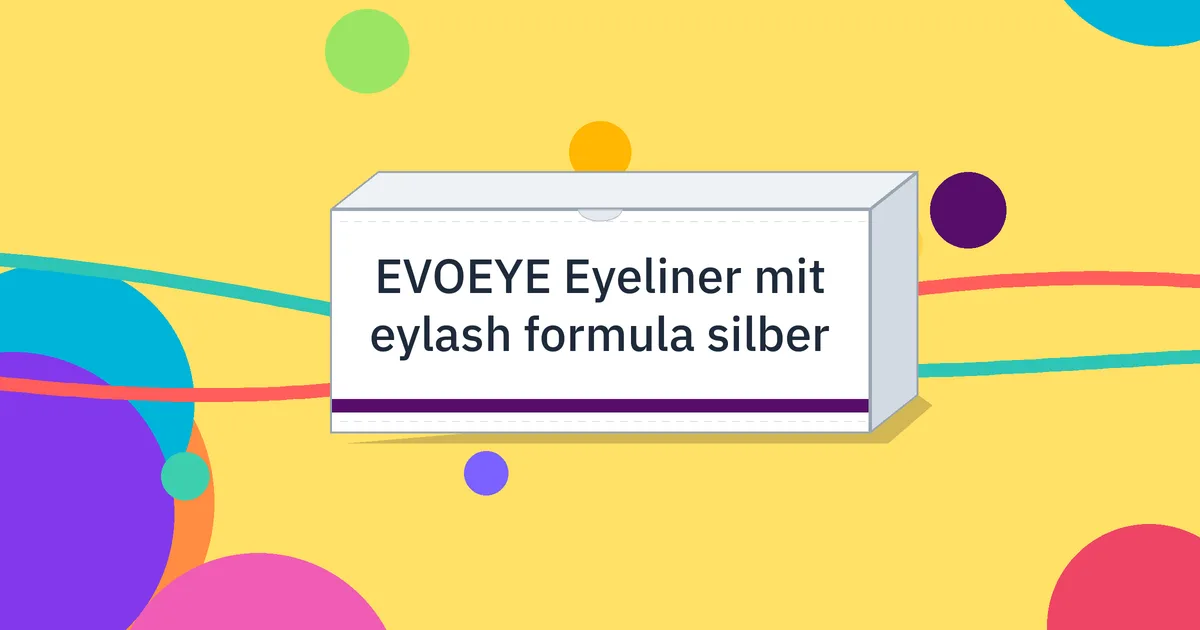 Symbolbild: Packung mit der Aufschrift EVOEYE Eyeliner mit eylash formula silber (PZN 13567429) – Verfügbarkeit und Bezug in Apotheken in Frankfurt am Main