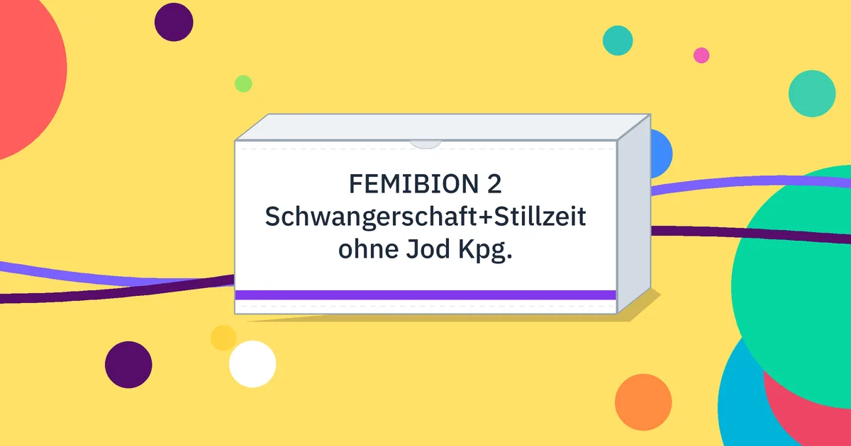 Symbolbild: Packung mit der Aufschrift FEMIBION 2 Schwangerschaft+Stillzeit ohne Jod Kpg. (PZN 15200041) – Verfügbarkeit und Bezug in Apotheken in Frankfurt am Main