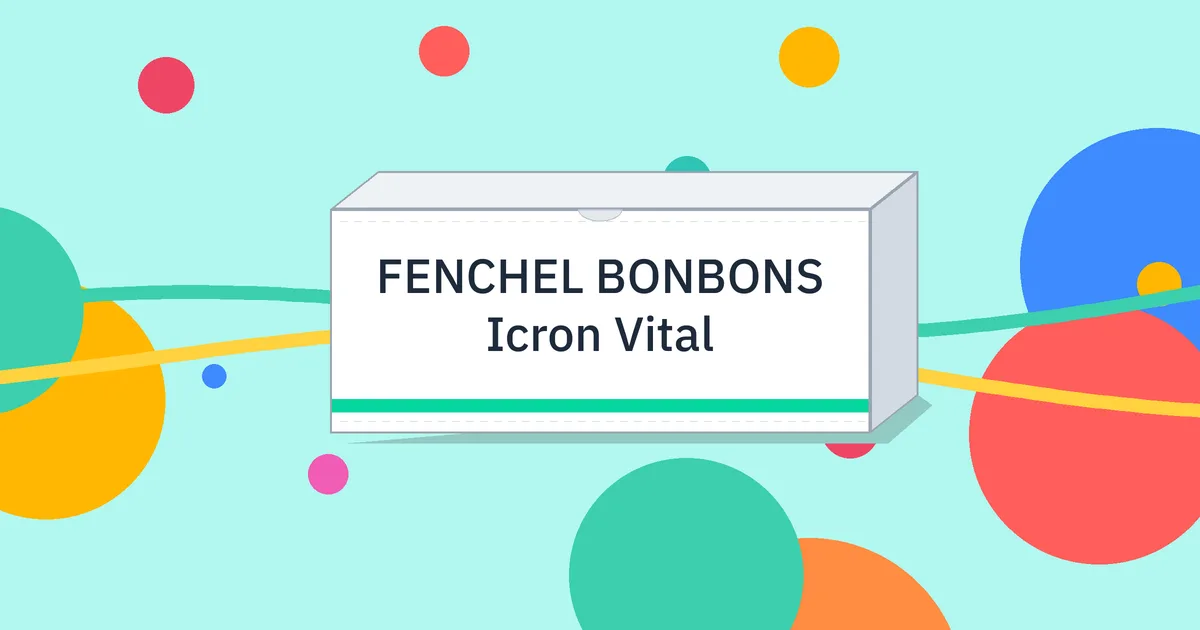 Symbolbild: Packung mit der Aufschrift FENCHEL BONBONS Icron Vital (PZN 09493754) – Verfügbarkeit und Bezug in Apotheken in Frankfurt am Main