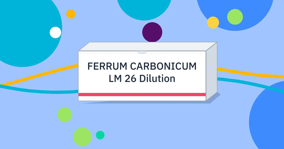 Symbolbild: Packung mit der Aufschrift FERRUM CARBONICUM LM 26 Dilution (PZN 12848155) – Verfügbarkeit und Bezug in Apotheken in Frankfurt am Main