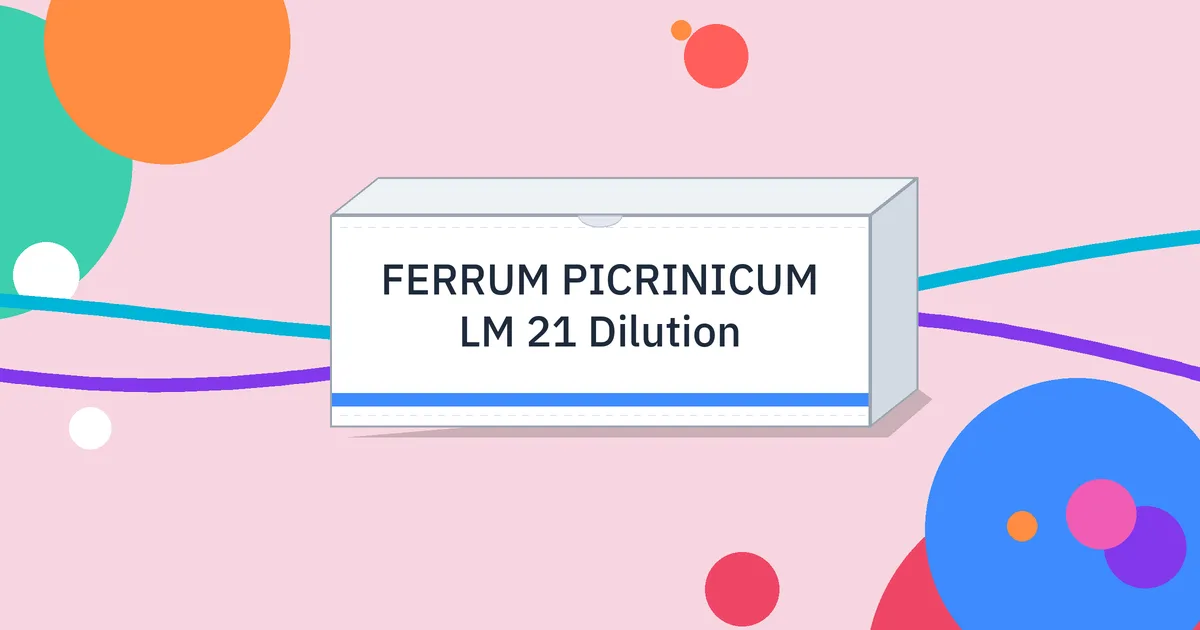 Symbolbild: Packung mit der Aufschrift FERRUM PICRINICUM LM 21 Dilution (PZN 12852671) – Verfügbarkeit und Bezug in Apotheken in Frankfurt am Main