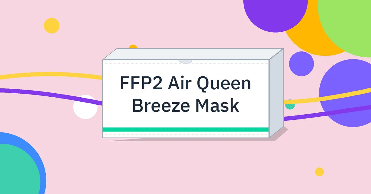 Symbolbild: Packung mit der Aufschrift FFP2 Air Queen Breeze Mask (PZN 17931524) – Verfügbarkeit und Bezug in Apotheken in Frankfurt am Main