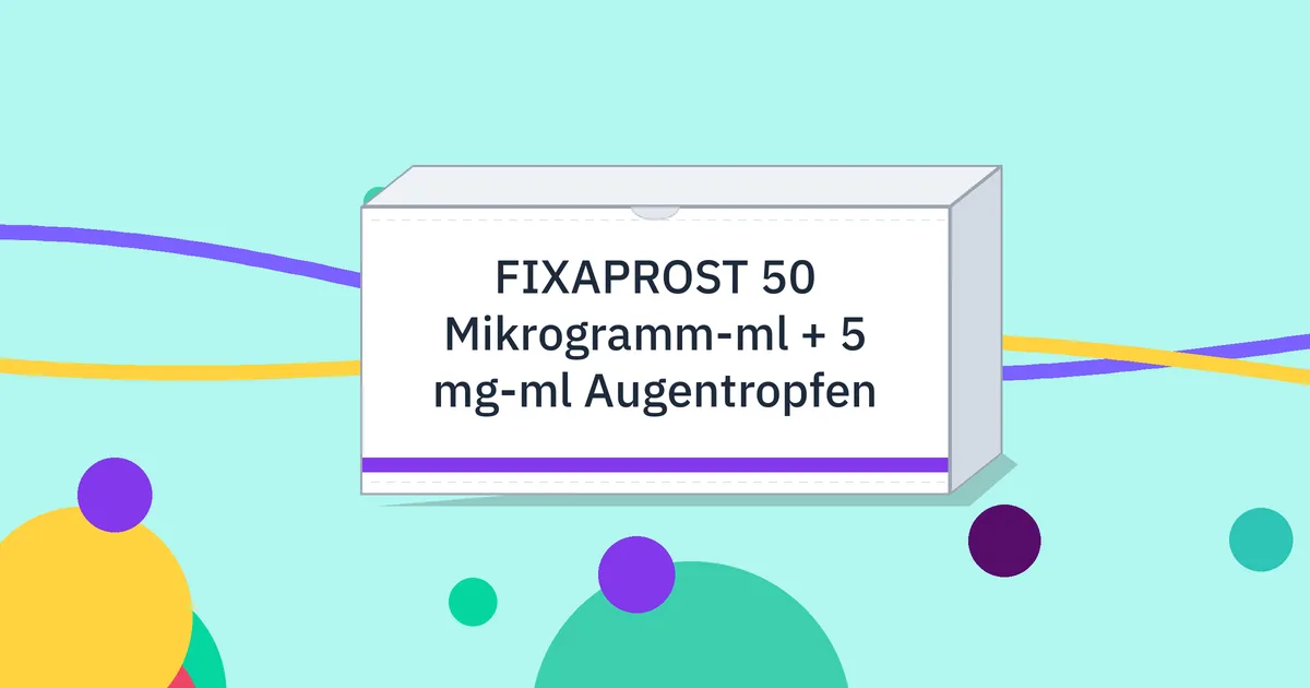 Symbolbild: Packung mit der Aufschrift FIXAPROST 50 Mikrogramm-ml + 5 mg-ml Augentropfen (PZN 17603955) – Verfügbarkeit und Bezug in Apotheken in Frankfurt am Main