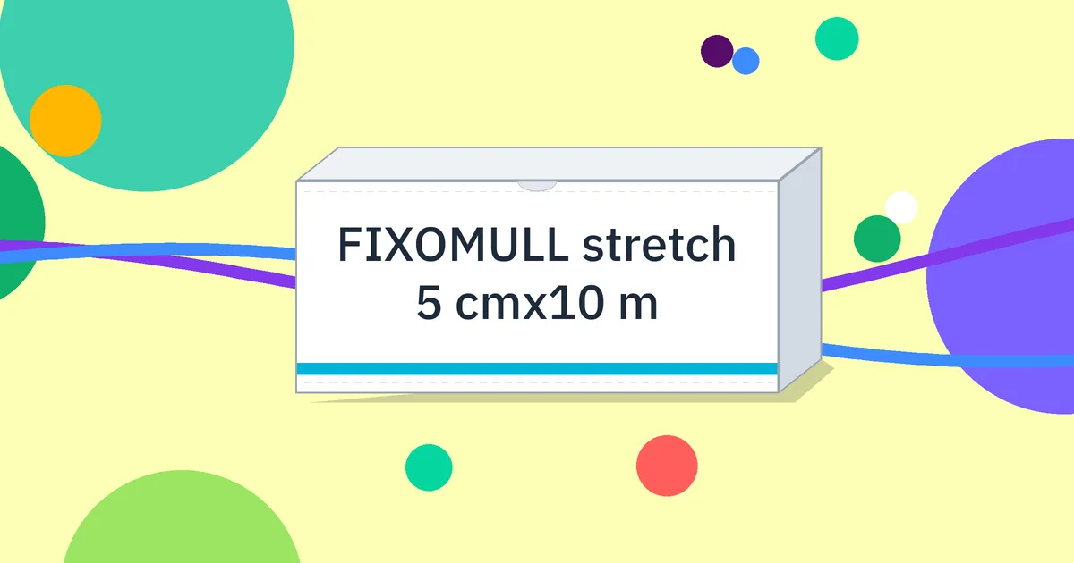 Symbolbild: Packung mit der Aufschrift FIXOMULL stretch 5 cmx10 m (PZN 20609186) – Verfügbarkeit und Bezug in Apotheken in Frankfurt am Main