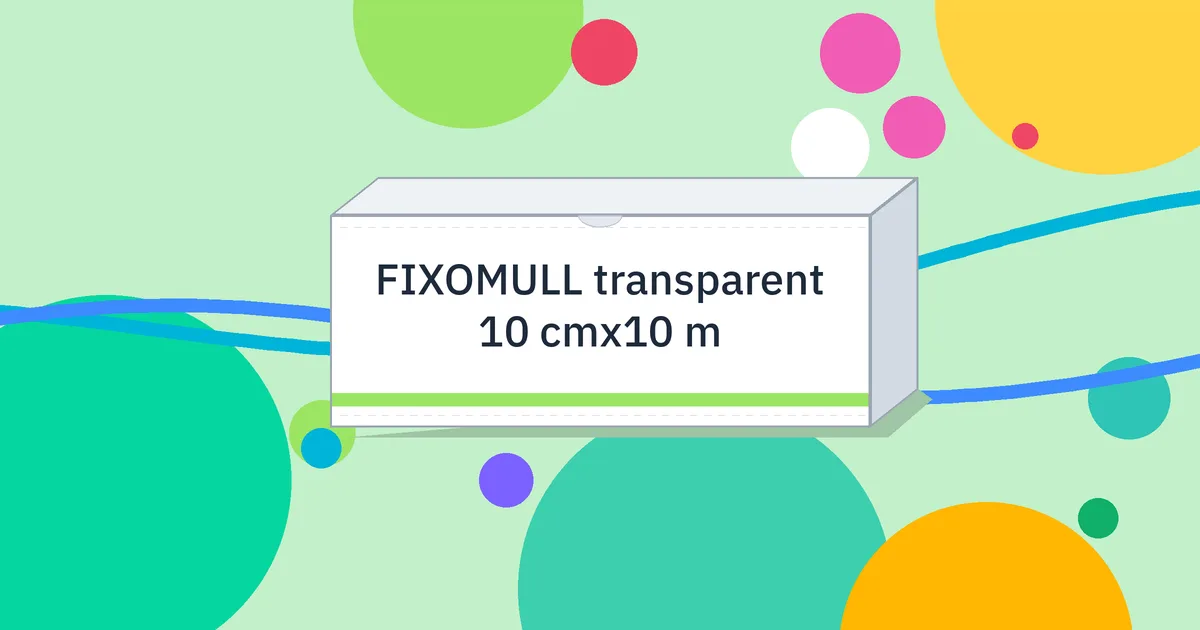Symbolbild: Packung mit der Aufschrift FIXOMULL transparent 10 cmx10 m (PZN 17434352) – Verfügbarkeit und Bezug in Apotheken in Frankfurt am Main