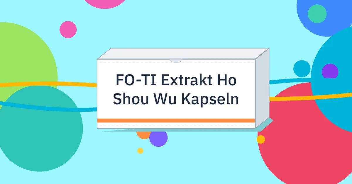 Symbolbild: Packung mit der Aufschrift FO-TI Extrakt Ho Shou Wu Kapseln (PZN 20895418) – Verfügbarkeit und Bezug in Apotheken in Frankfurt am Main