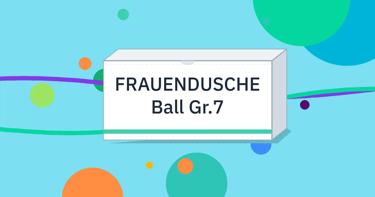 Symbolbild: Packung mit der Aufschrift FRAUENDUSCHE Ball Gr.7 (PZN 03173994) – Verfügbarkeit und Bezug in Apotheken in Frankfurt am Main