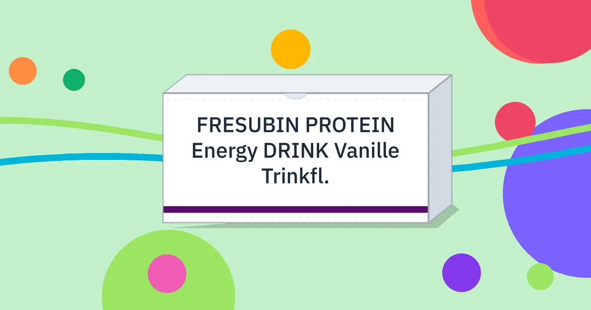 Symbolbild: Packung mit der Aufschrift FRESUBIN PROTEIN Energy DRINK Vanille Trinkfl. (PZN 02910700) – Verfügbarkeit und Bezug in Apotheken in Frankfurt am Main