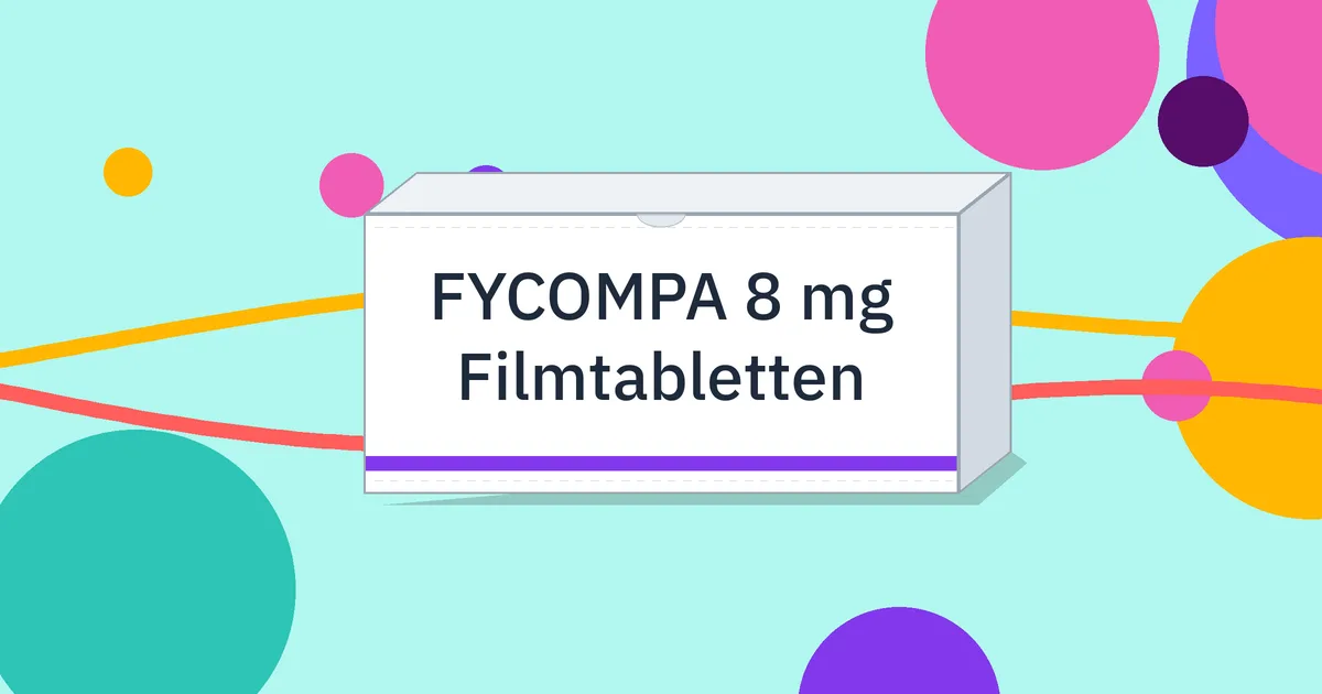 Symbolbild: Packung mit der Aufschrift FYCOMPA 8 mg Filmtabletten (PZN 10709679) – Verfügbarkeit und Bezug in Apotheken in Frankfurt am Main