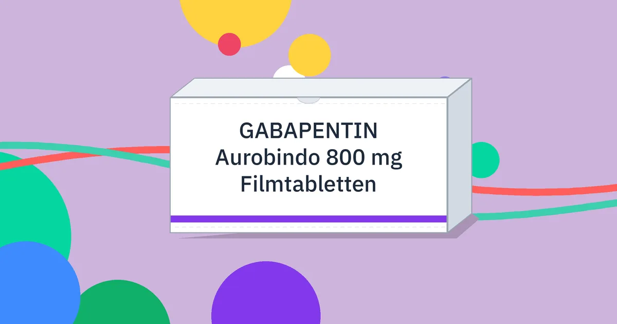 Symbolbild: Packung mit der Aufschrift GABAPENTIN Aurobindo 800 mg Filmtabletten (PZN 18821878) – Verfügbarkeit und Bezug in Apotheken in Frankfurt am Main