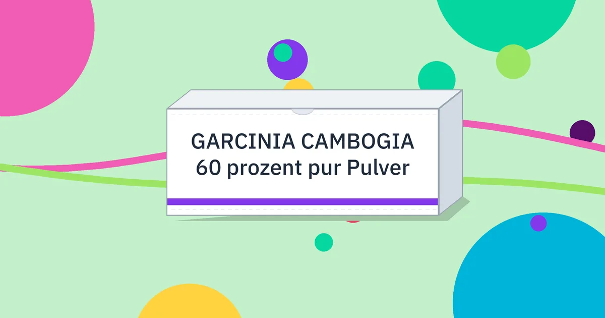 Symbolbild: Packung mit der Aufschrift GARCINIA CAMBOGIA 60 prozent pur Pulver (PZN 04452584) – Verfügbarkeit und Bezug in Apotheken in Frankfurt am Main