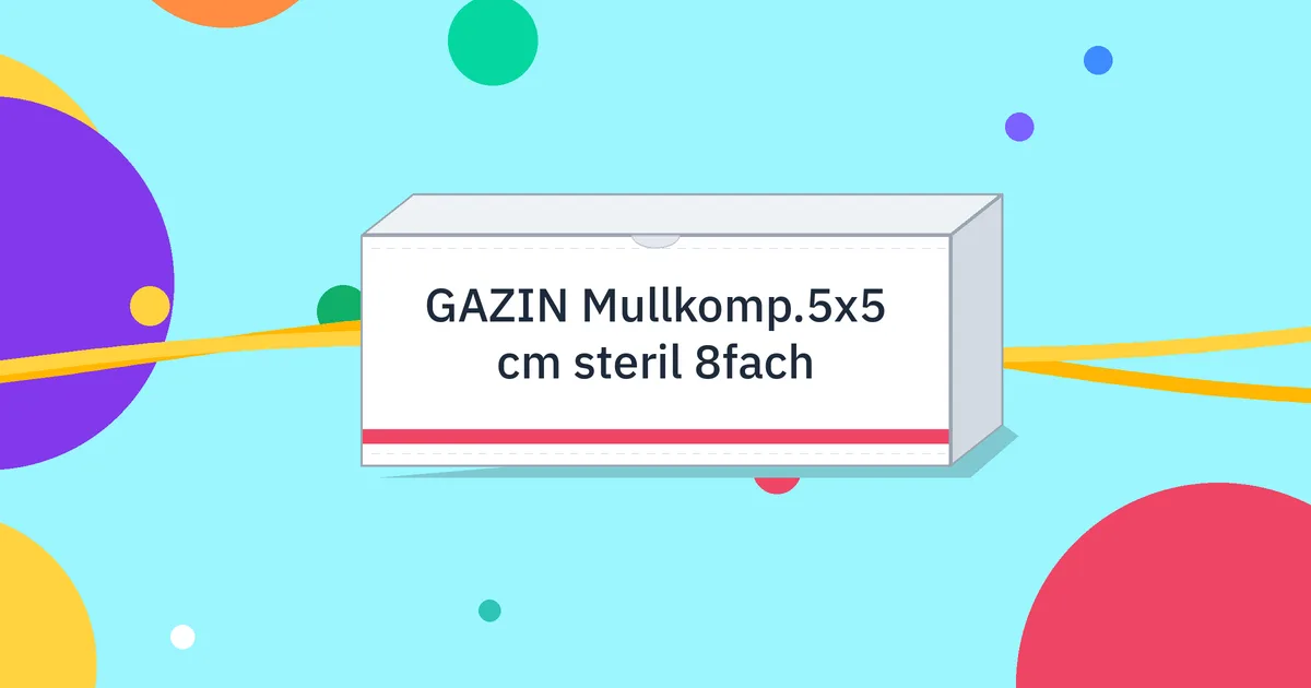 Symbolbild: Packung mit der Aufschrift GAZIN Mullkomp.5x5 cm steril 8fach (PZN 17434441) – Verfügbarkeit und Bezug in Apotheken in Frankfurt am Main