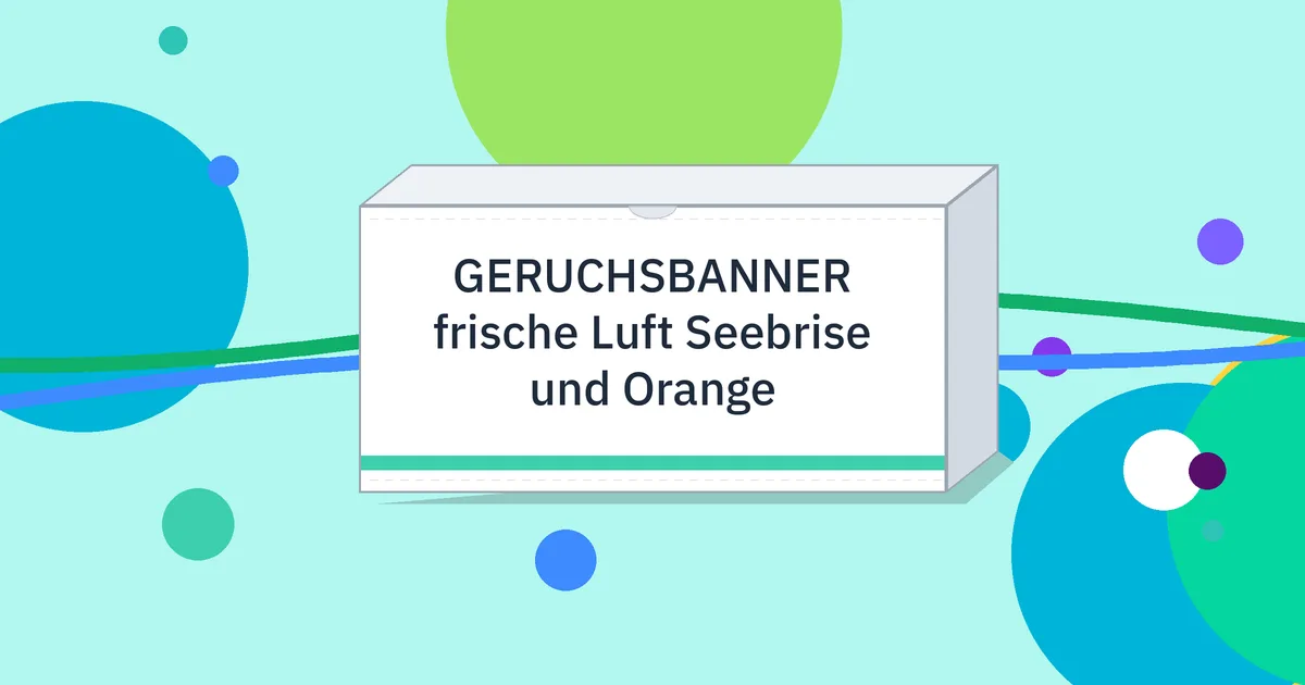Symbolbild: Packung mit der Aufschrift GERUCHSBANNER frische Luft Seebrise und Orange (PZN 17314174) – Verfügbarkeit und Bezug in Apotheken in Frankfurt am Main
